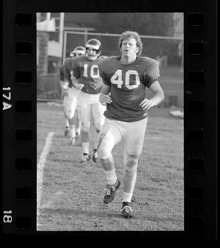 Harvard football players work out at team practice, Brighton - Digital ...