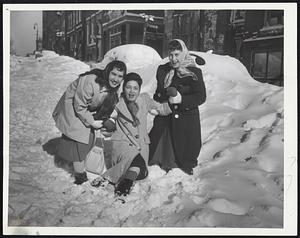 Snow Queens - Three pretty girls frolic in the snow in the North End ...