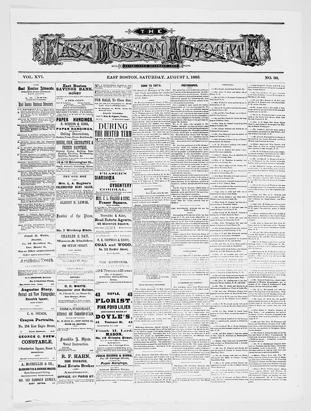 The East Boston Advocate. August 01, 1885 - Digital Commonwealth