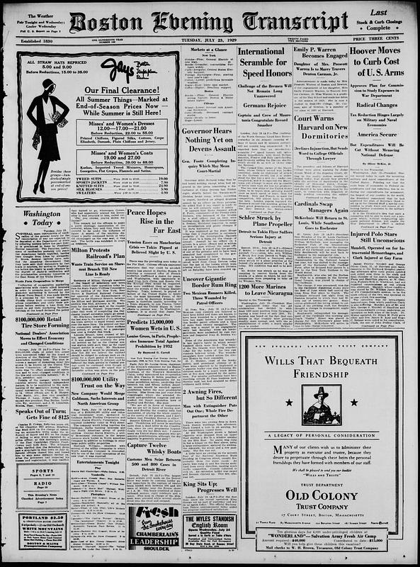 Boston Evening Transcript. July 23, 1929 - Digital Commonwealth