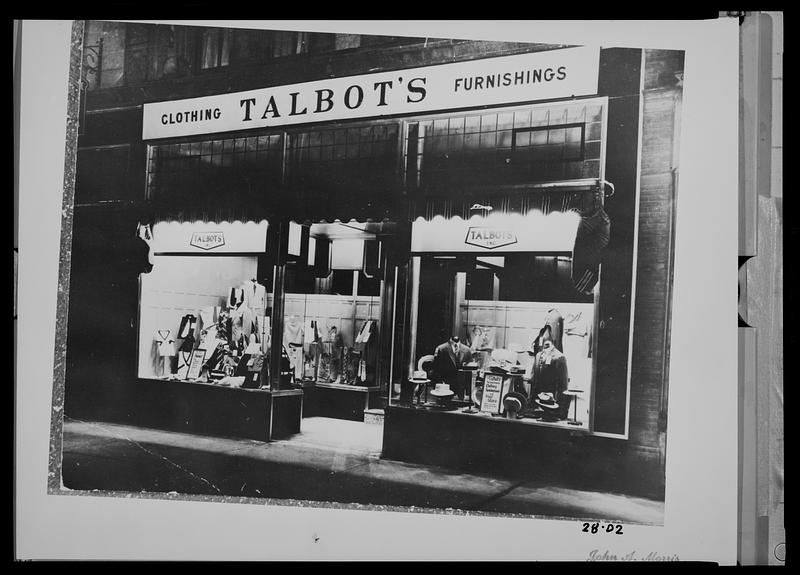 Night view of Talbot’s Clothing and Furnishings, Clark’s block, Main St ...