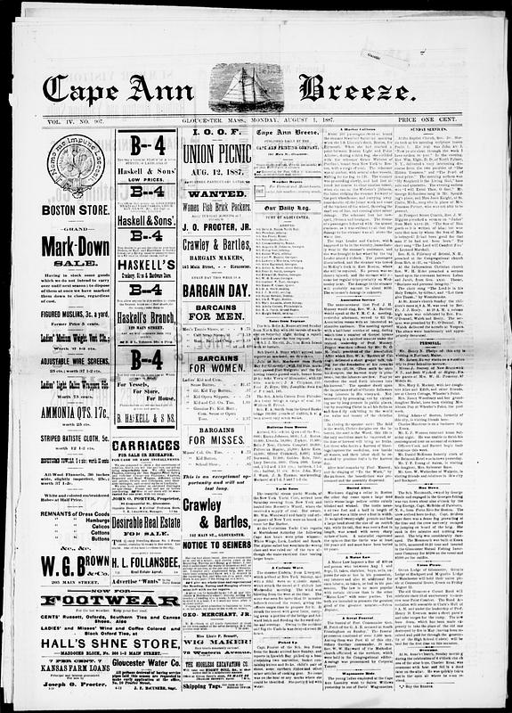 Cape Ann Breeze. August 01, 1887 - Digital Commonwealth