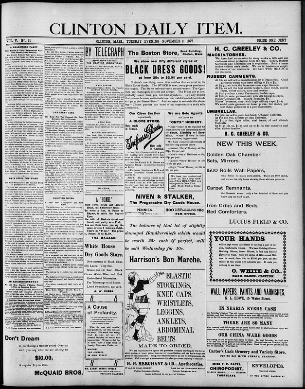 Clinton Daily Item. November 02, 1897 - Digital Commonwealth