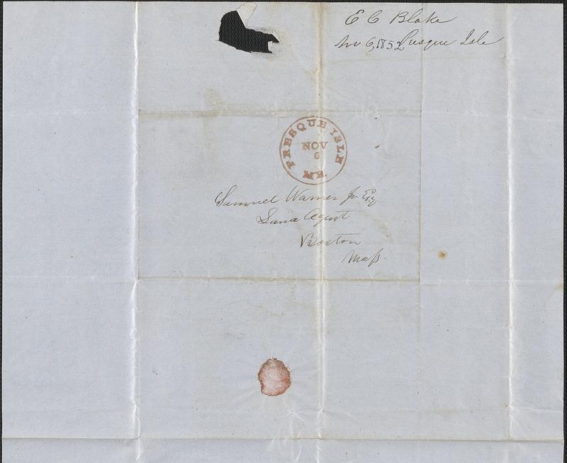 E. C. Blake to Samuel Warner, 6 November 1852 - Digital Commonwealth