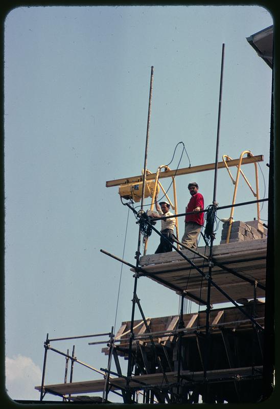 Construction workers on scaffolding, Rome - Digital Commonwealth