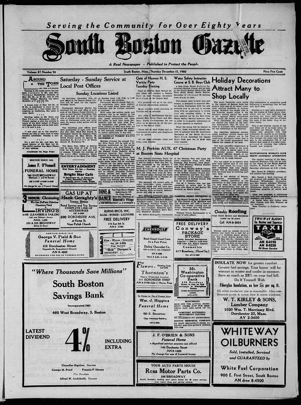South Boston Gazette, December 15, 1960 - Digital Commonwealth