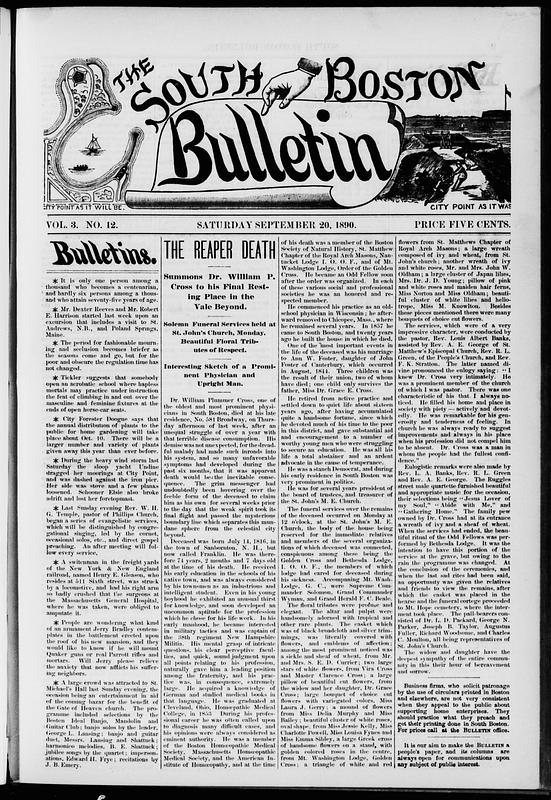 The South Boston Bulletin. September 20, 1890 - Digital Commonwealth