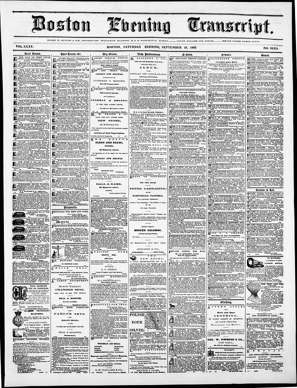 Boston Evening Transcript. September 26, 1863 - Digital Commonwealth