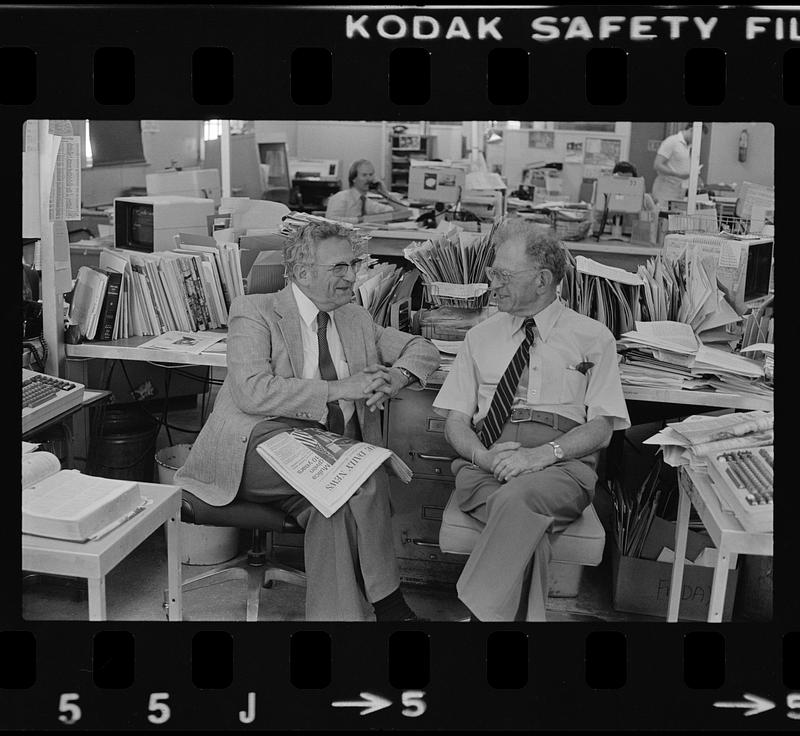 Bill Coltin in newsroom with other man - Digital Commonwealth