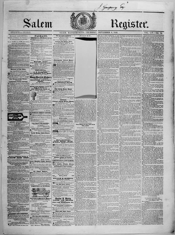 Salem Register. September 08, 1853 - Digital Commonwealth