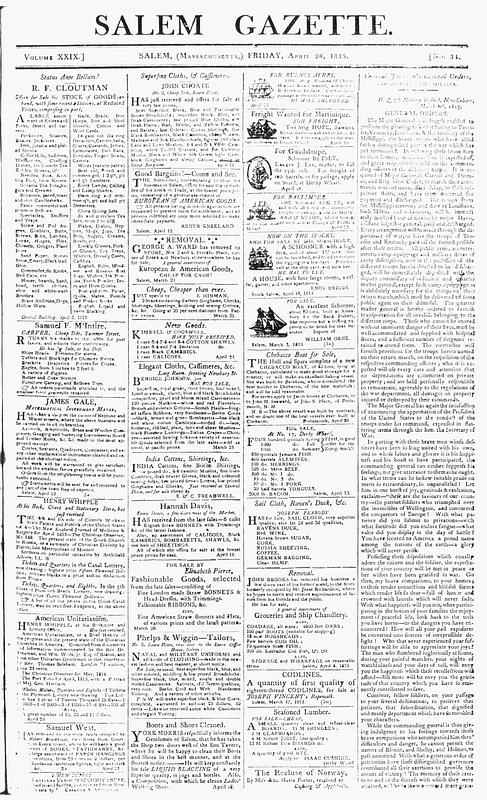The Salem Gazette. April 28, 1815 - Digital Commonwealth