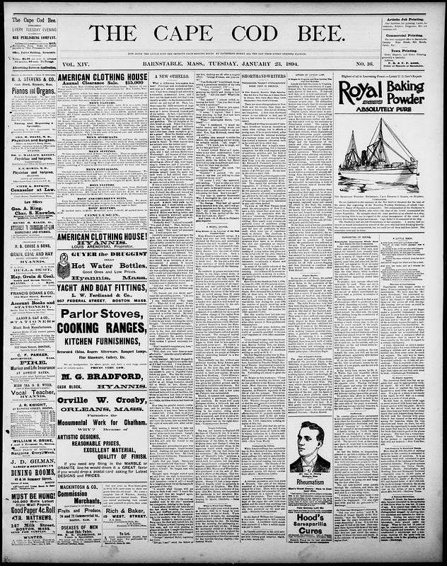 The Cape Cod Bee. January 23, 1894 - Digital Commonwealth