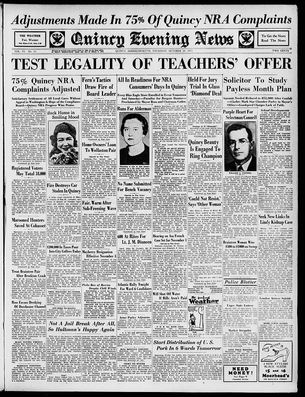 Quincy Evening News. October 26, 1933 - Digital Commonwealth