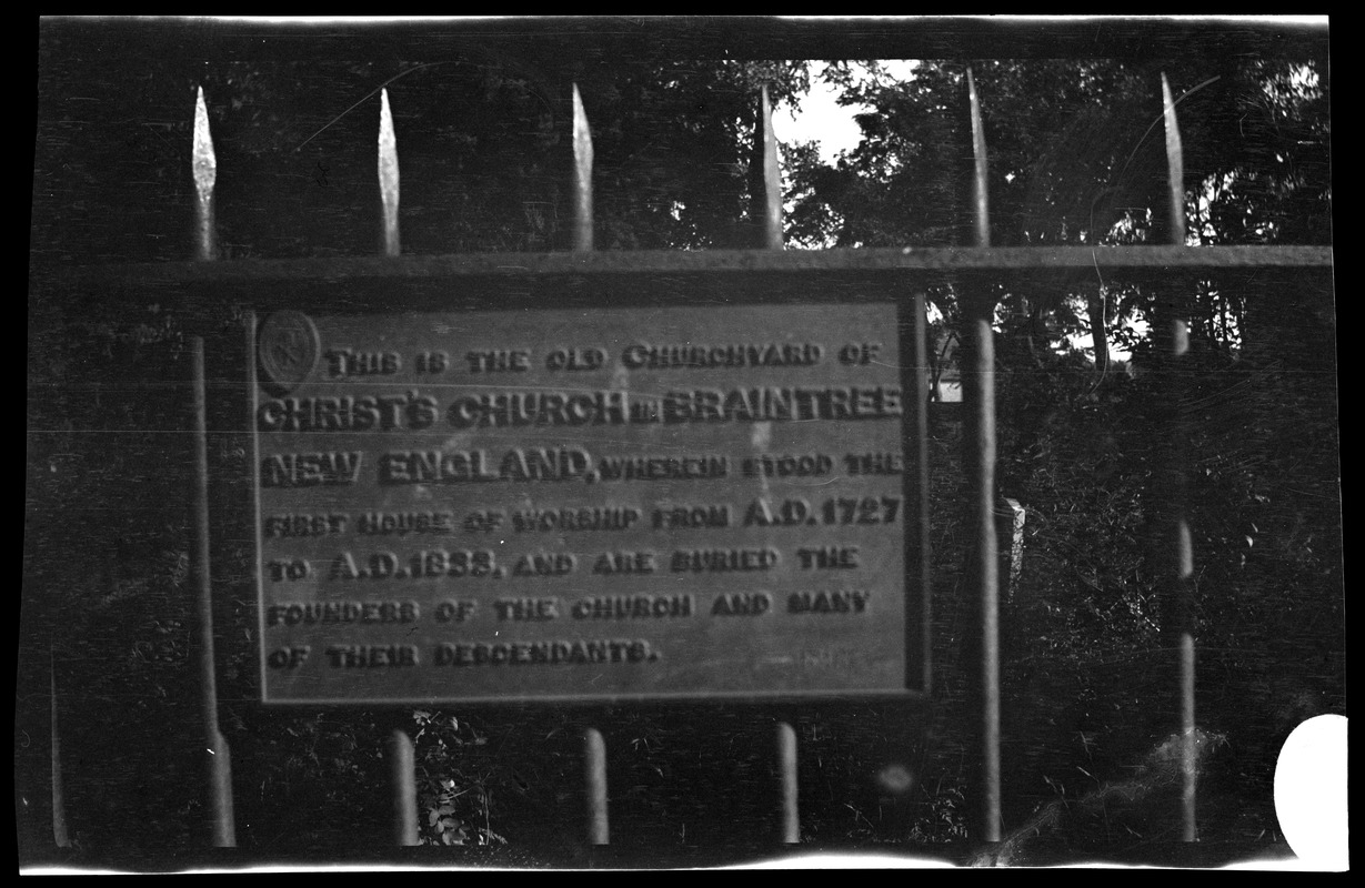 Gate inscription, Christ Church Cemetery - Digital Commonwealth