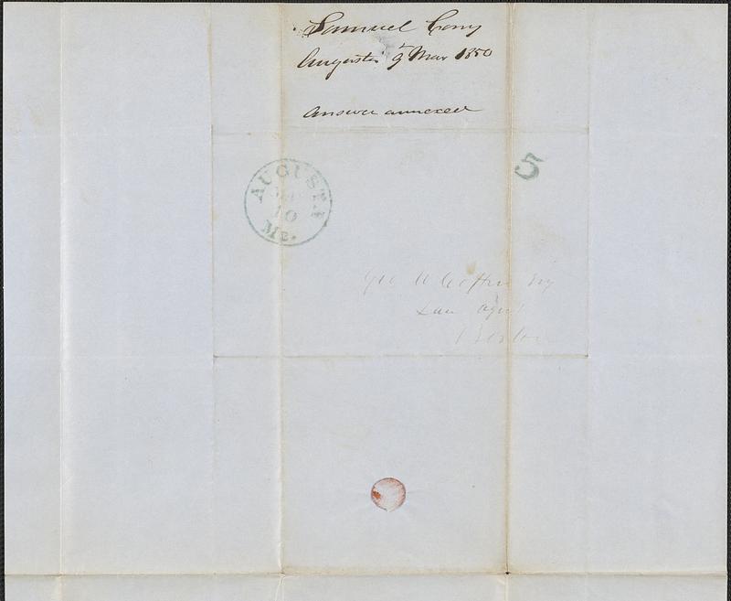 Samuel Cony to George Coffin, 9 March 1850 - Digital Commonwealth