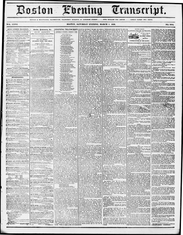 Boston Evening Transcript. March 01, 1856 - Digital Commonwealth