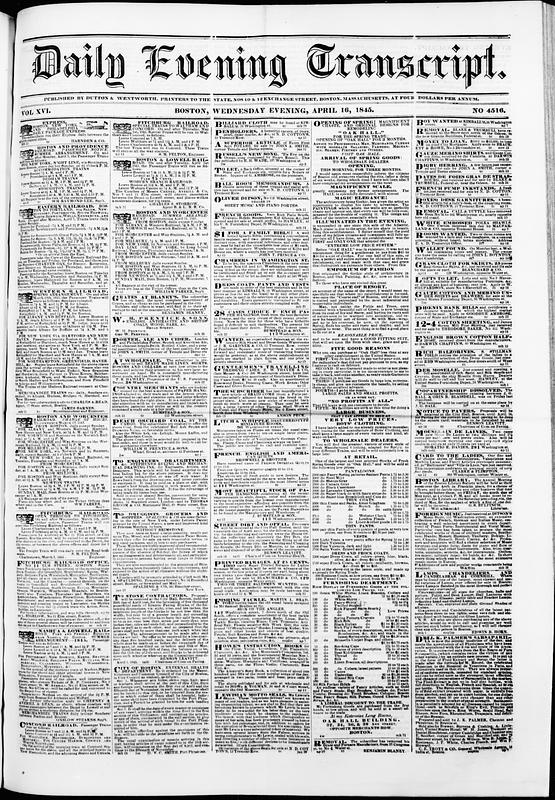 Daily Evening Transcript. April 16, 1845 - Digital Commonwealth