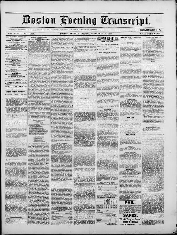 Boston Evening Transcript. September 07, 1875 - Digital Commonwealth