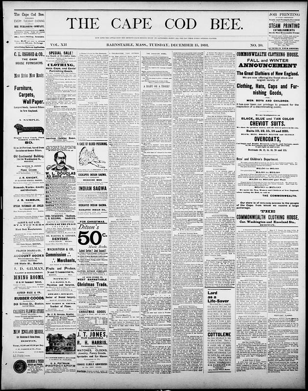 The Cape Cod Bee. December 15, 1891 - Digital Commonwealth