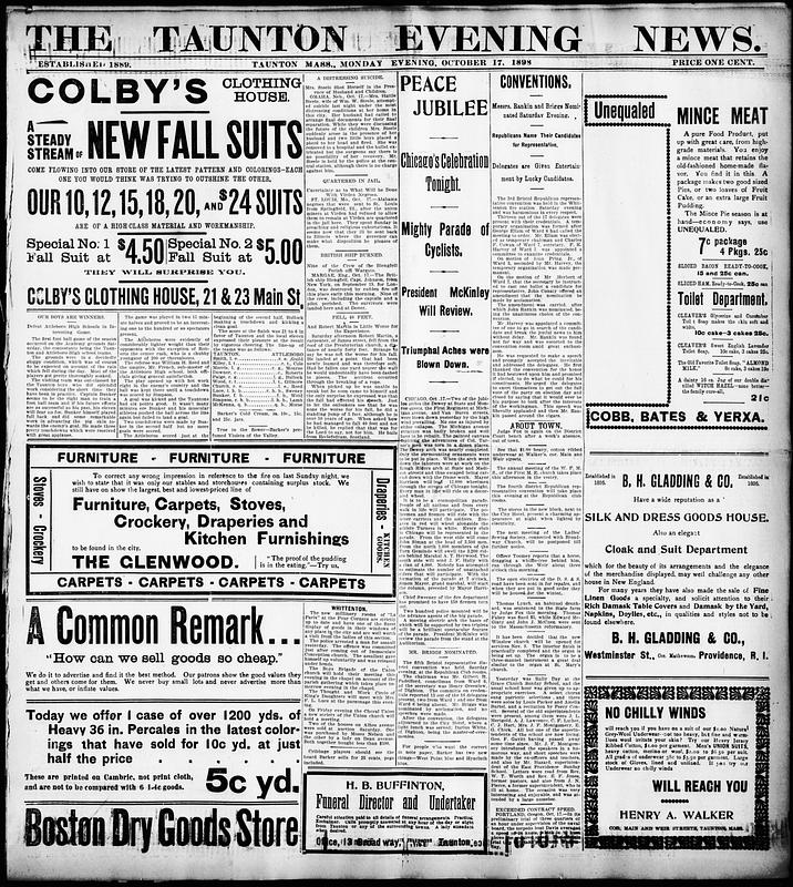 The Taunton Evening News. October 17, 1898 - Digital Commonwealth
