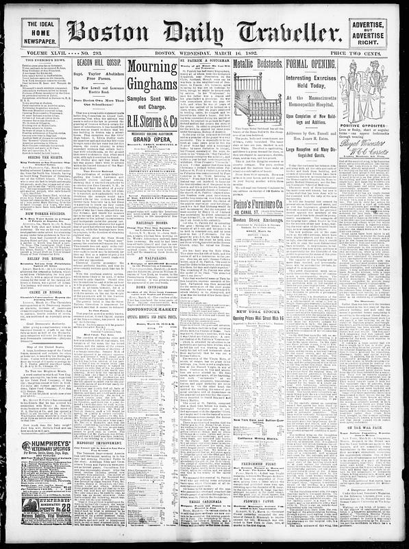 Boston Daily Traveller. March 16, 1892 - Digital Commonwealth