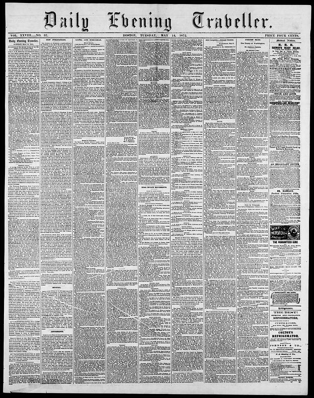 Daily Evening Traveller. May 14, 1872 - Digital Commonwealth