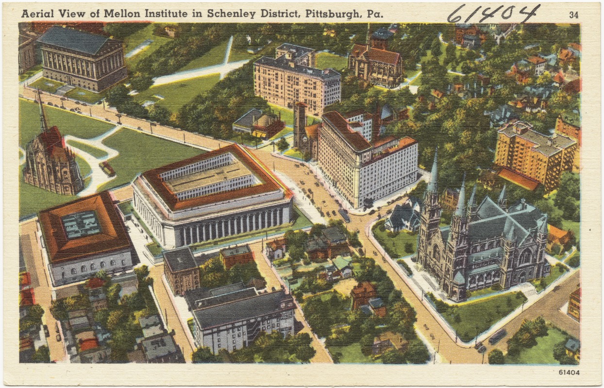 Aerial view of Mellon Institute in Schenley District, Pittsburgh, Pa ...