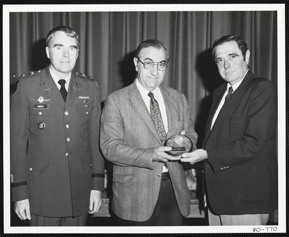 Officer Sibert and men with award - Digital Commonwealth