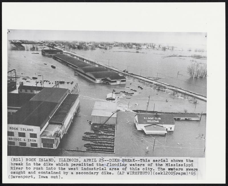 Dike Break--This aerial shows the break in the dike which permitted the ...