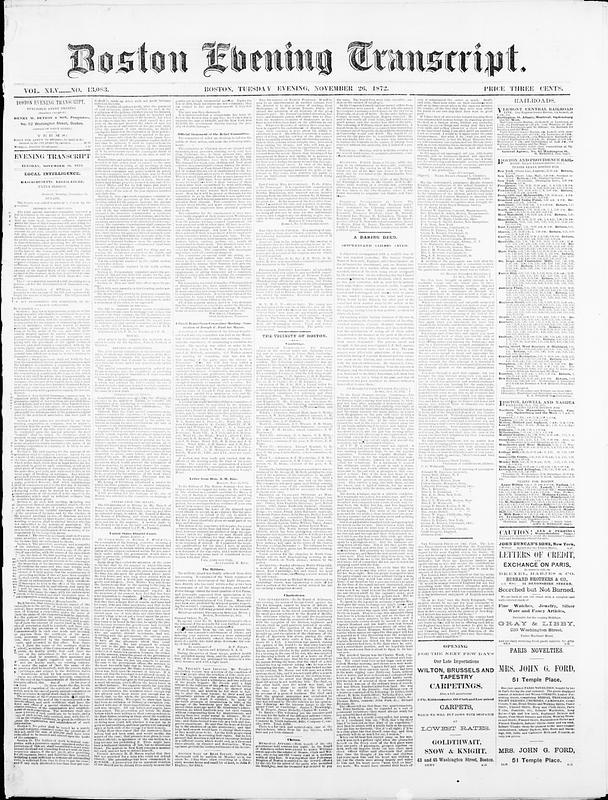 Boston Evening Transcript. November 26, 1872 - Digital Commonwealth
