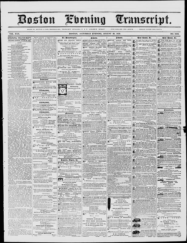 Boston Evening Transcript. August 20, 1859 - Digital Commonwealth