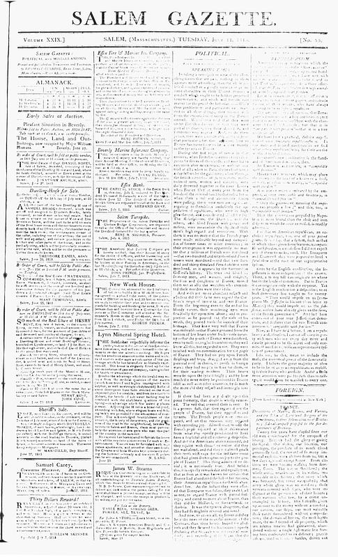 The Salem Gazette. July 11, 1815 - Digital Commonwealth