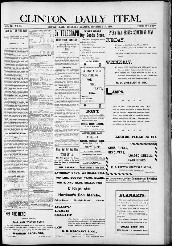 Clinton Daily Item. September 19, 1896 - Digital Commonwealth