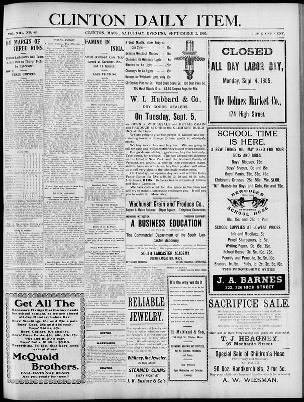 Clinton Daily Item. September 02, 1905 - Digital Commonwealth