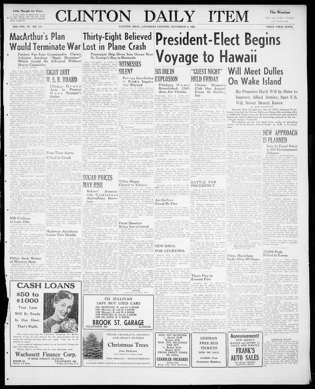 Clinton Daily Item. December 06, 1952 - Digital Commonwealth