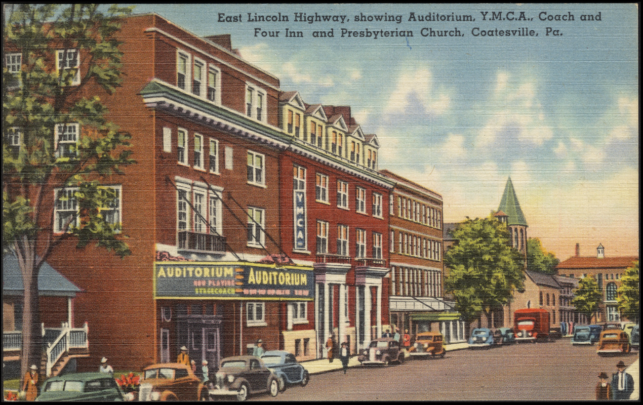 East Lincoln Highway, showing auditorium, Y.M.C.A., Coach and Four Inn ...