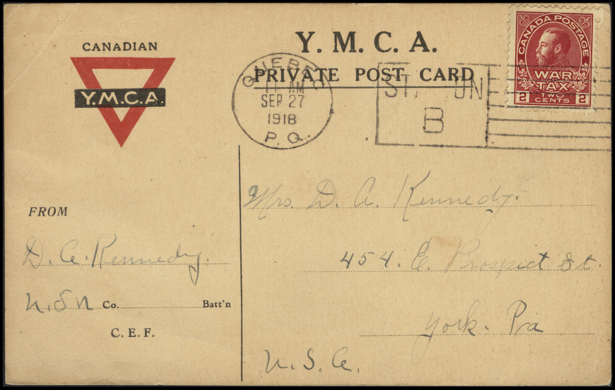 Y.M.C.A. private post card - Digital Commonwealth