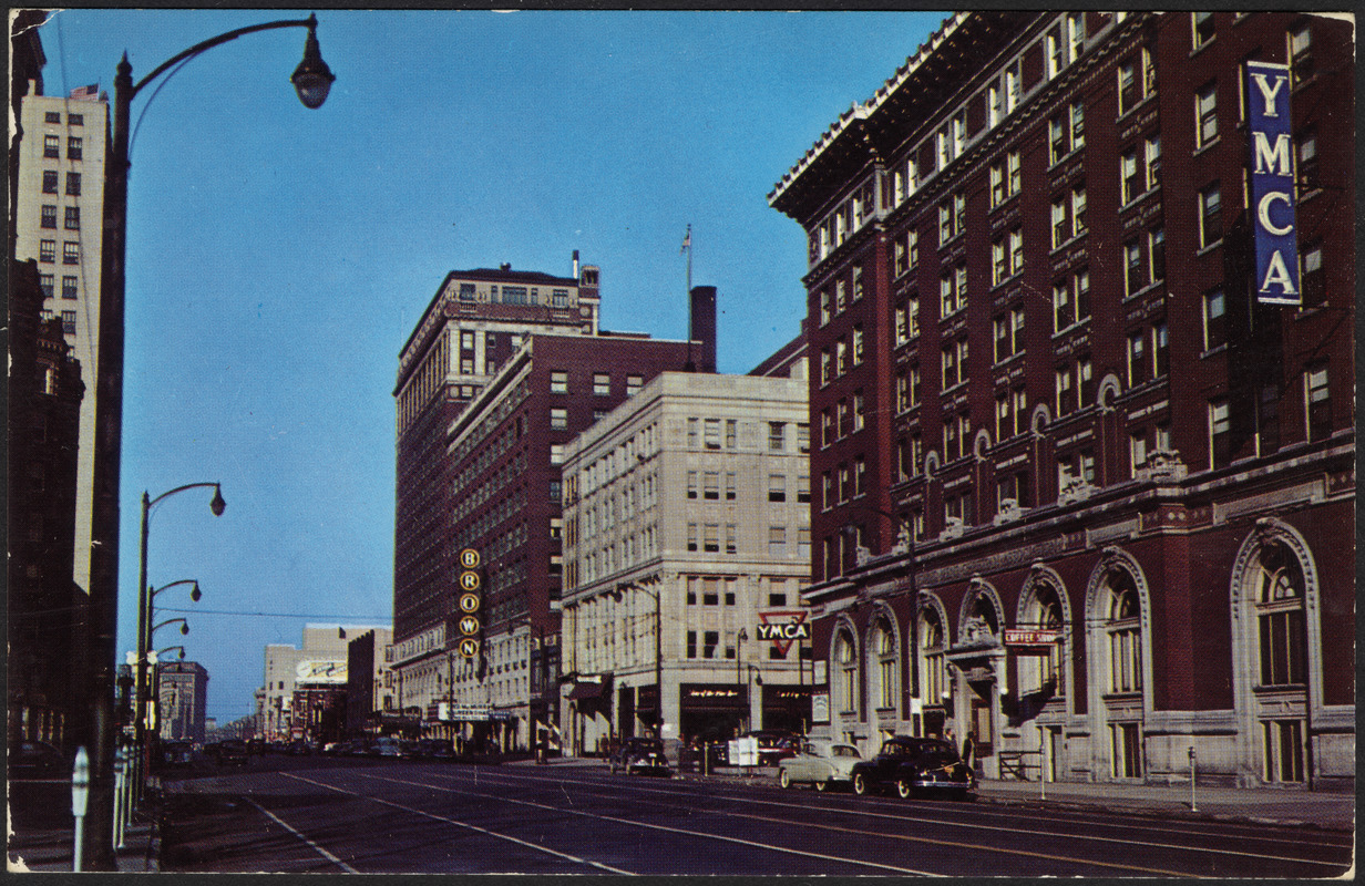 Beautiful and famous Broadway, looking west from its intersection with ...