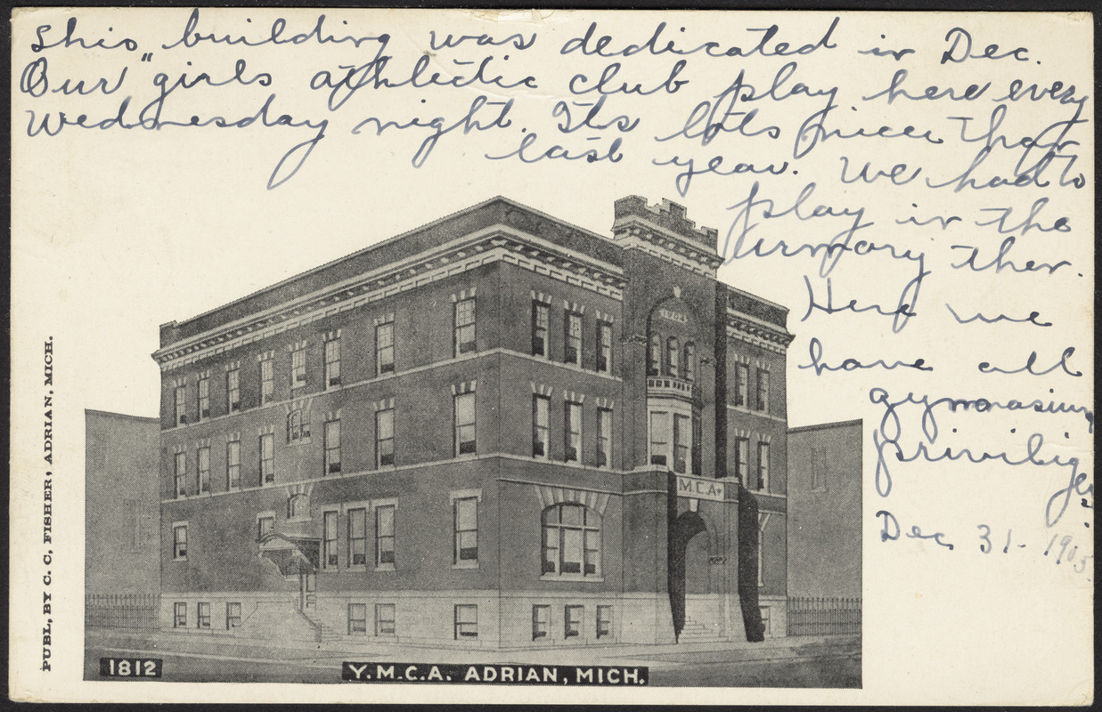Y.M.C.A. Adrian, Mich. 1812 - Digital Commonwealth