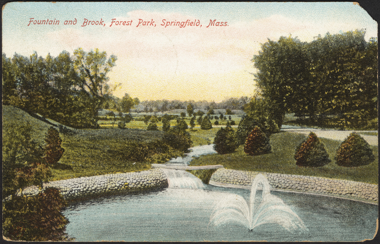 Fountain and brook, Forest Park, Springfield, Mass. - Digital Commonwealth