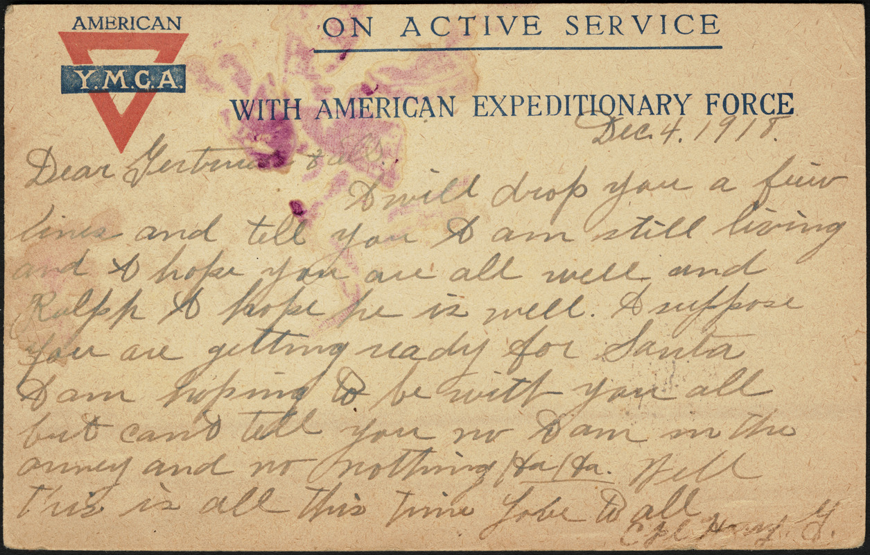 On active service with American Expeditionary Force - Digital Commonwealth