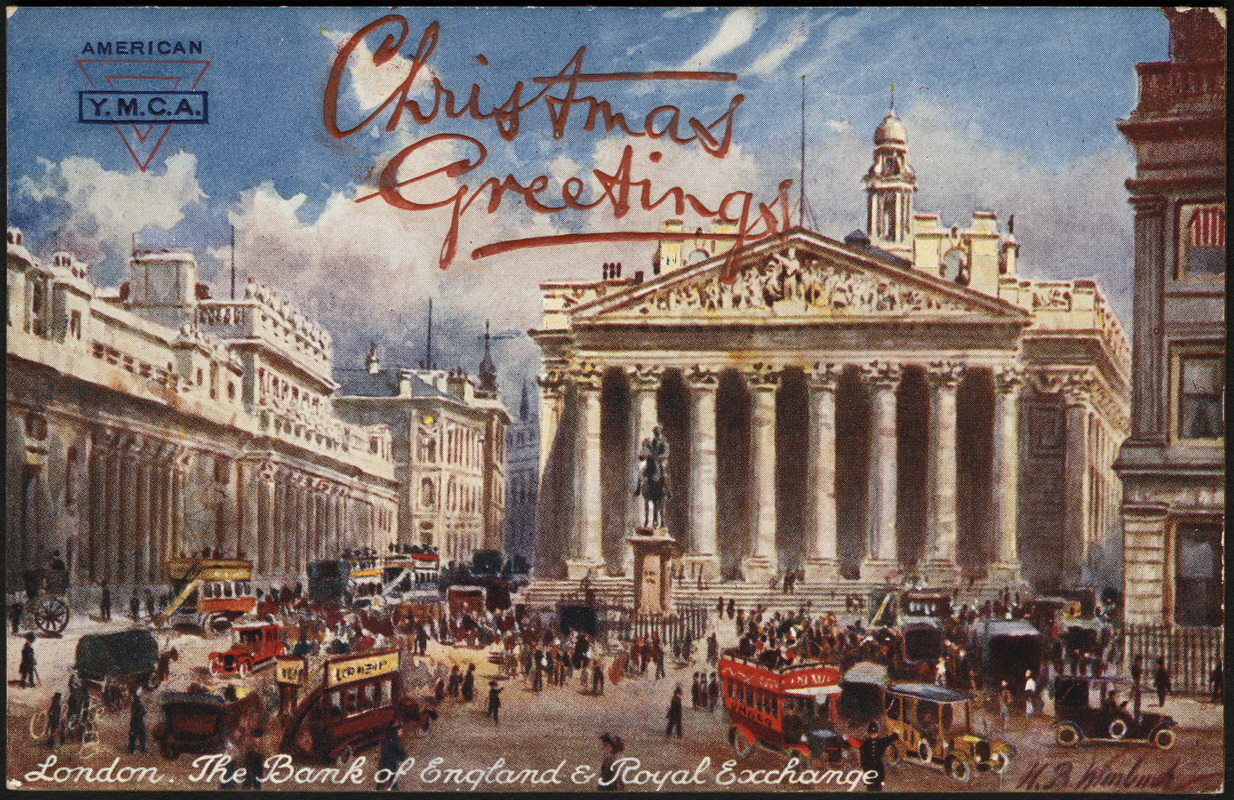 London. The Bank of England & Royal Exchange. Christmas Greetings ...