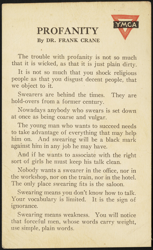 Profanity by Dr. Frank Crane - Digital Commonwealth