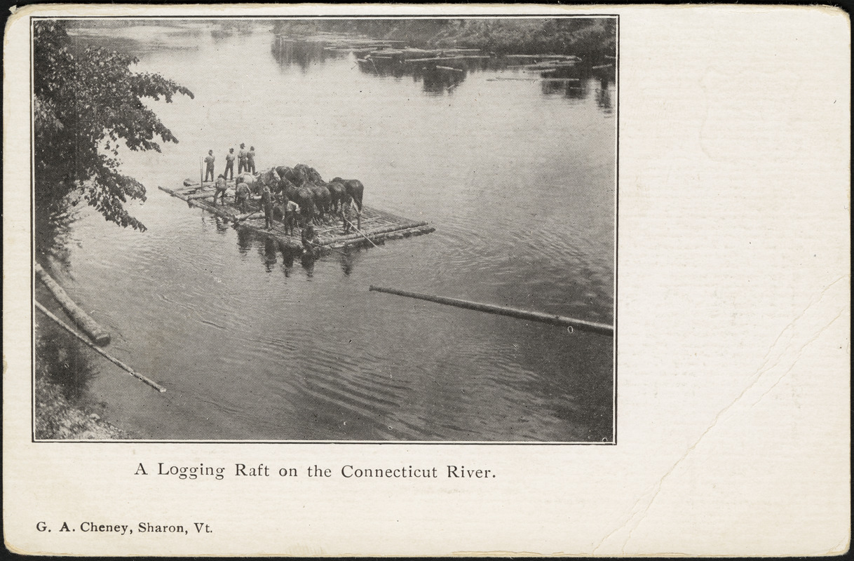 A logging raft on the Connecticut River - Digital Commonwealth