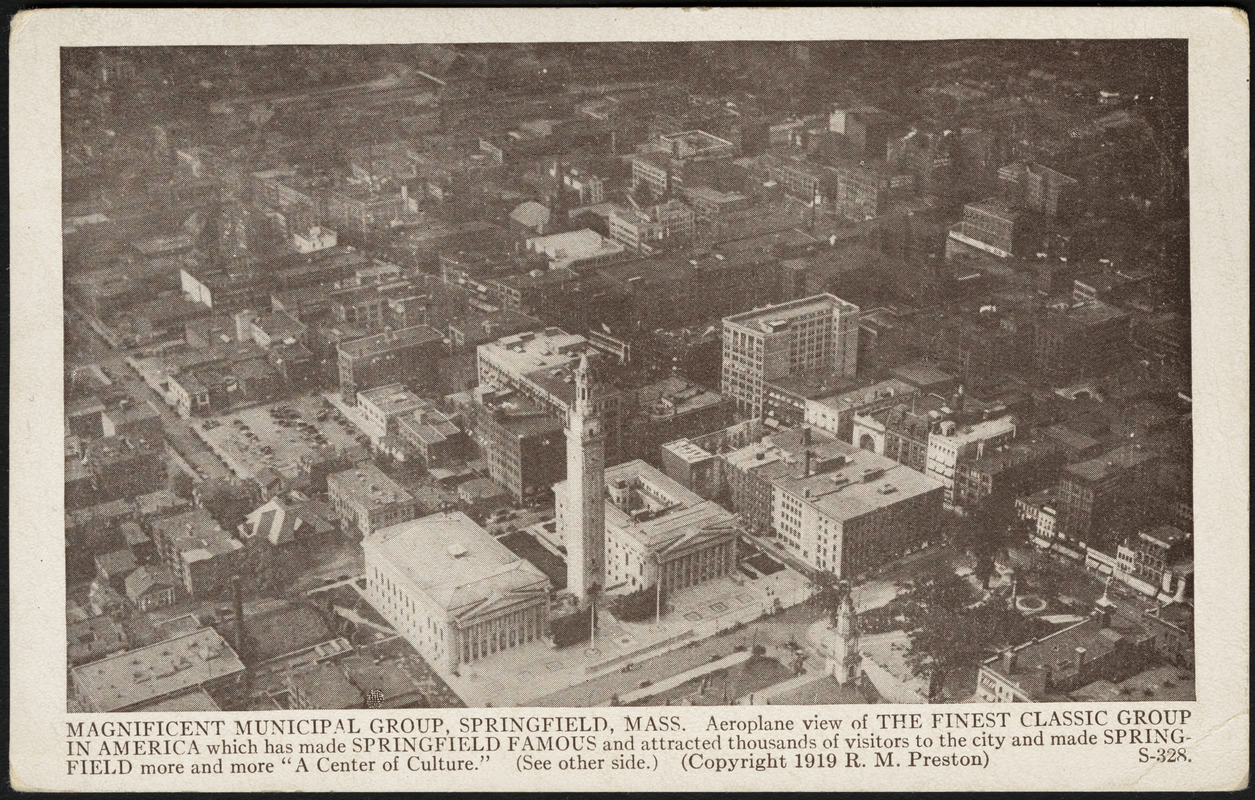 Magnificent Municipal Group, Springfield, Mass. Aeroplane view of the ...