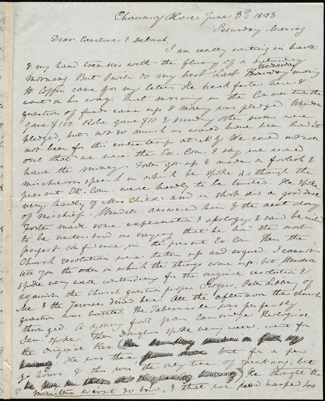 Letter from Anne Warren Weston, Chauncy Place, [Boston], to Caroline ...