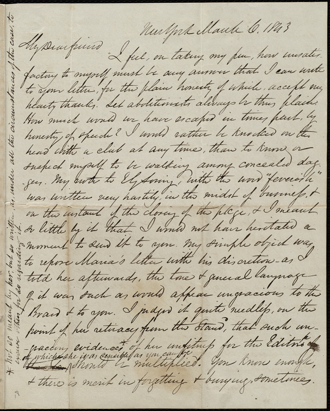 Incomplete letter from James Sloan Gibbons, New York, to Caroline ...