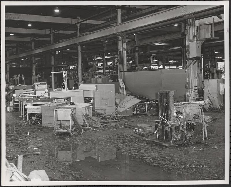 Mill interior after flood waters receded - Digital Commonwealth