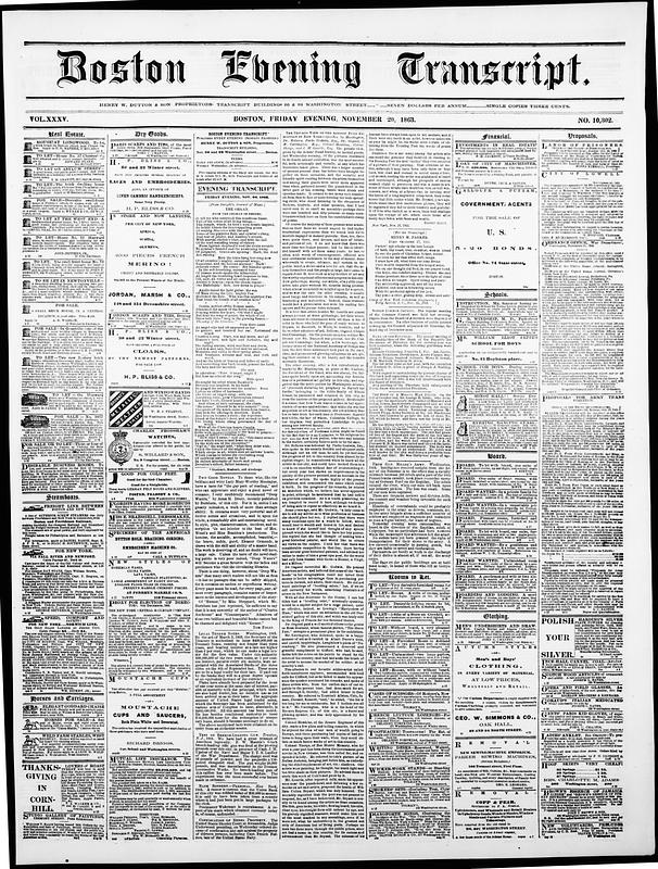 Boston Evening Transcript. November 20, 1863 - Digital Commonwealth