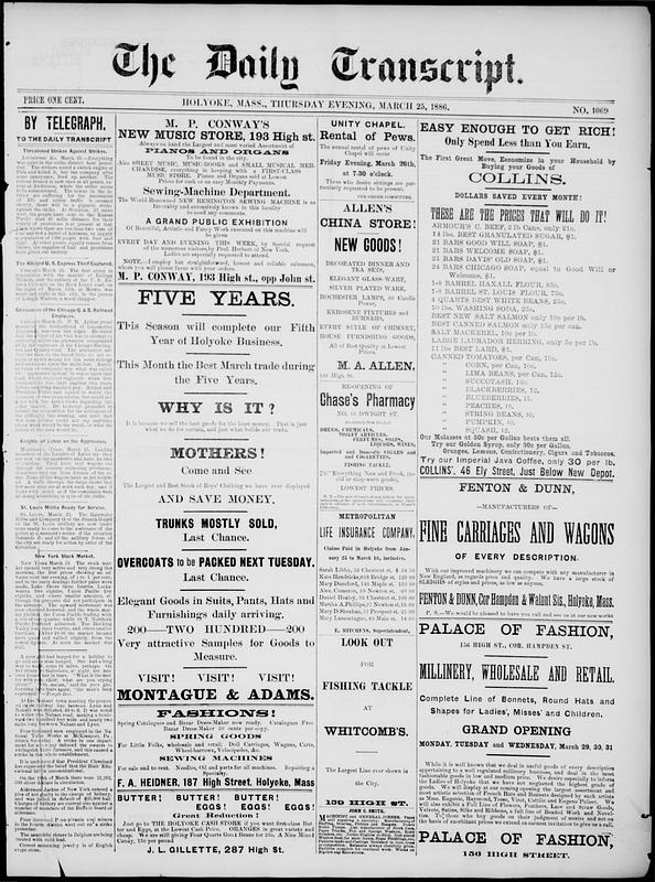 The Daily Transcript. March 25, 1886 - Digital Commonwealth